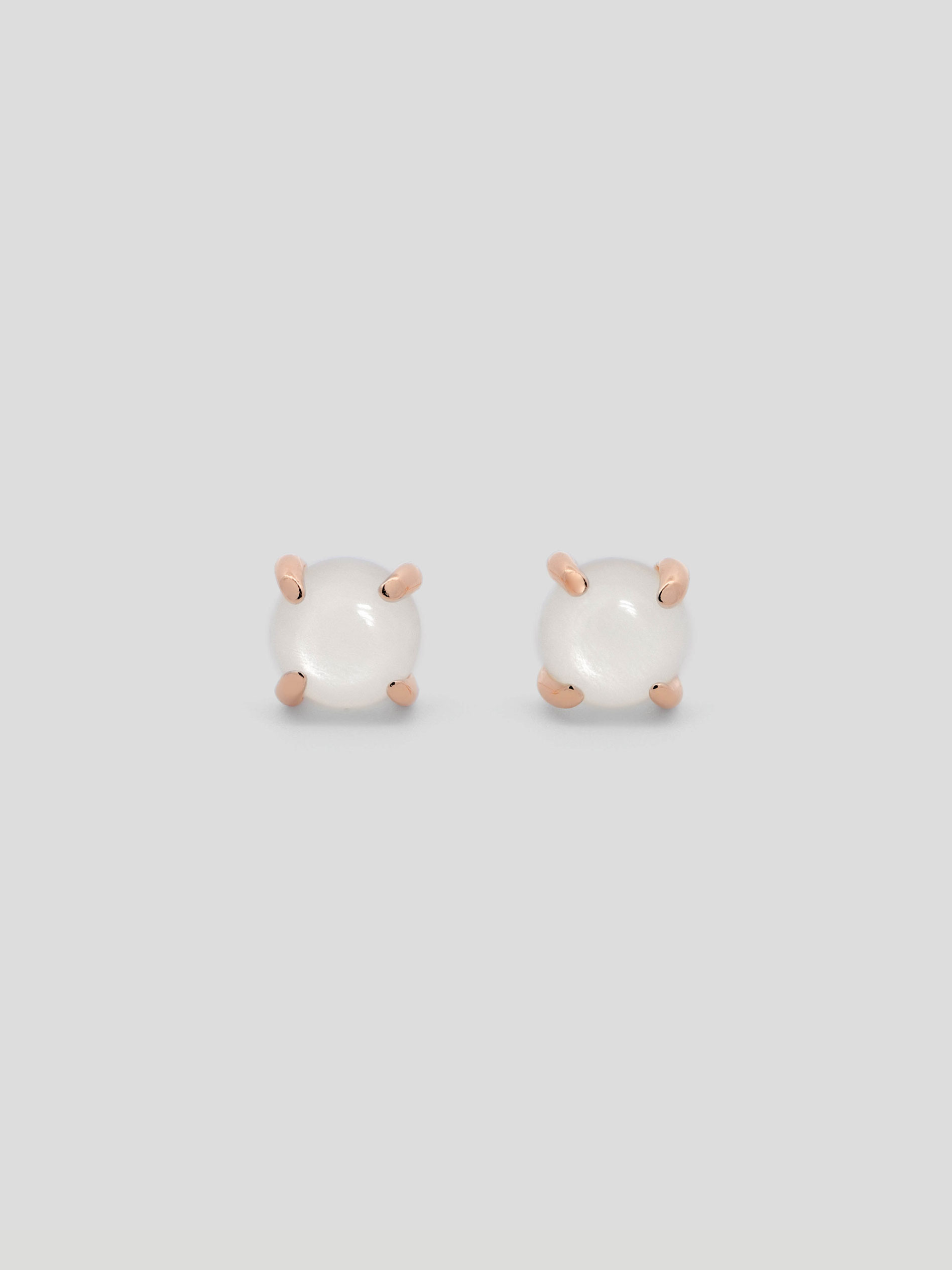 Basic Ear Studs - White Moonstone in Rose Gold | Curious Creatures