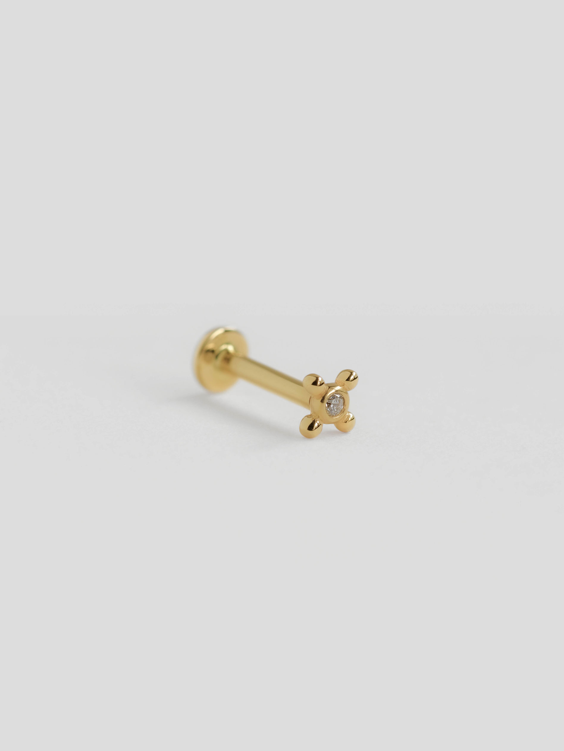 Primrose Threaded Labret Earring - Diamonds in 14k Gold (Single ...