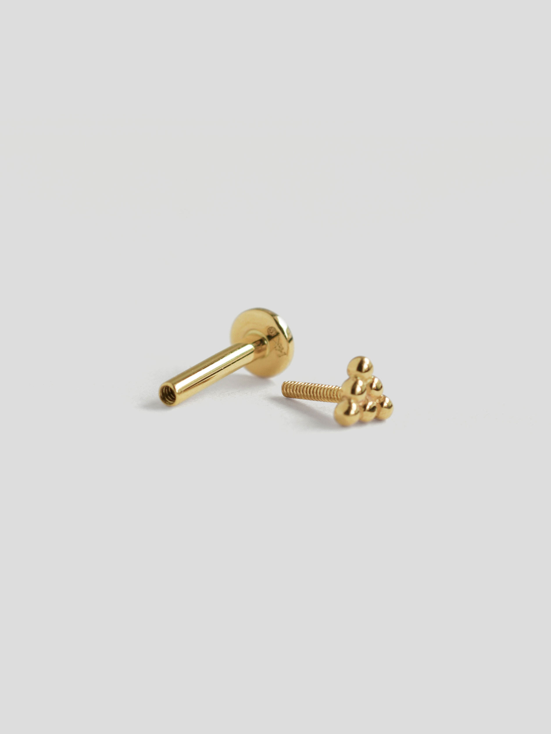Pyramid Threaded Labret Earring in 14k Gold (Single) | Curious Creatures