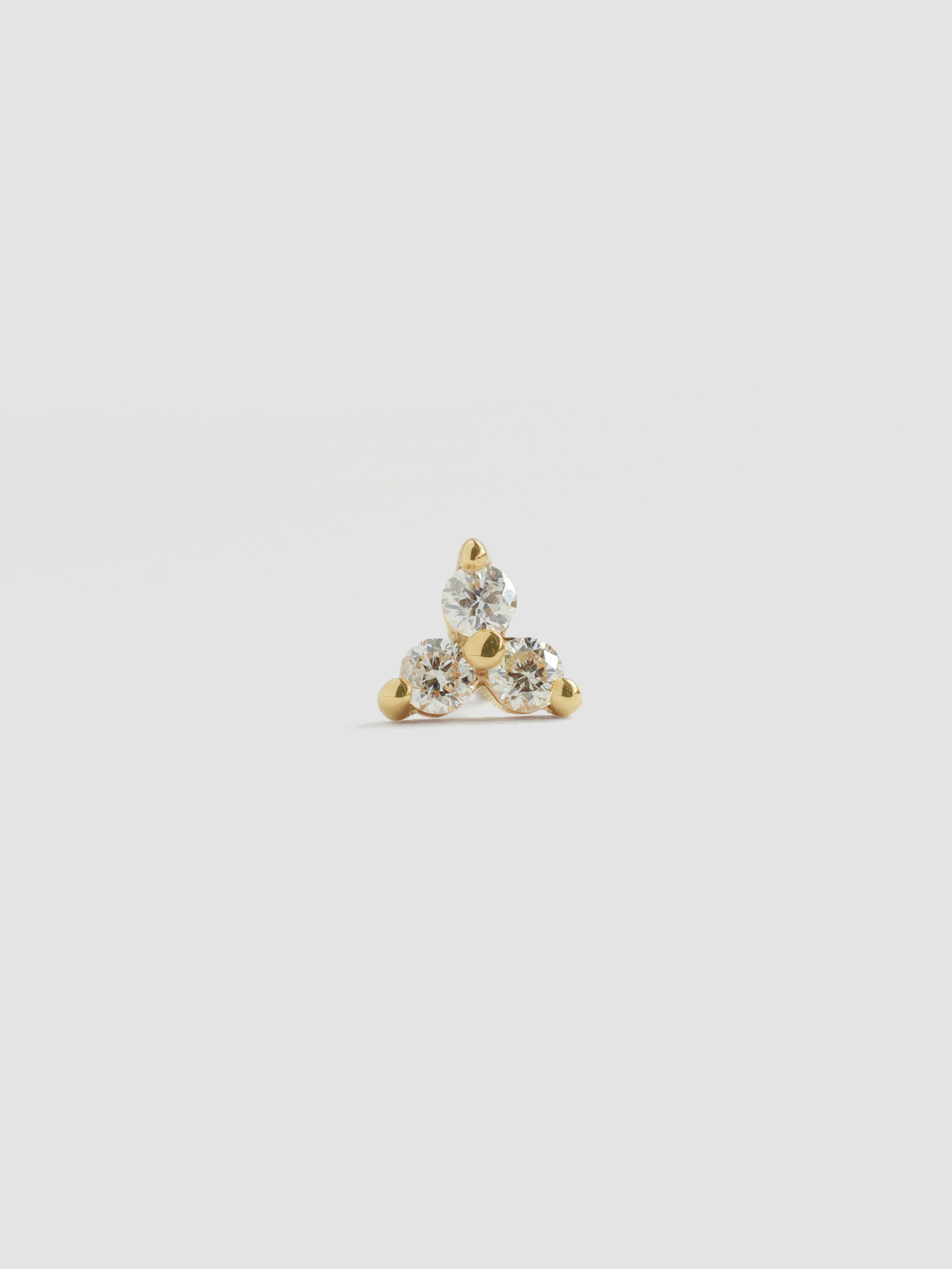 Trinity Threaded Labret Earring - Diamonds in 14k Gold (Single ...