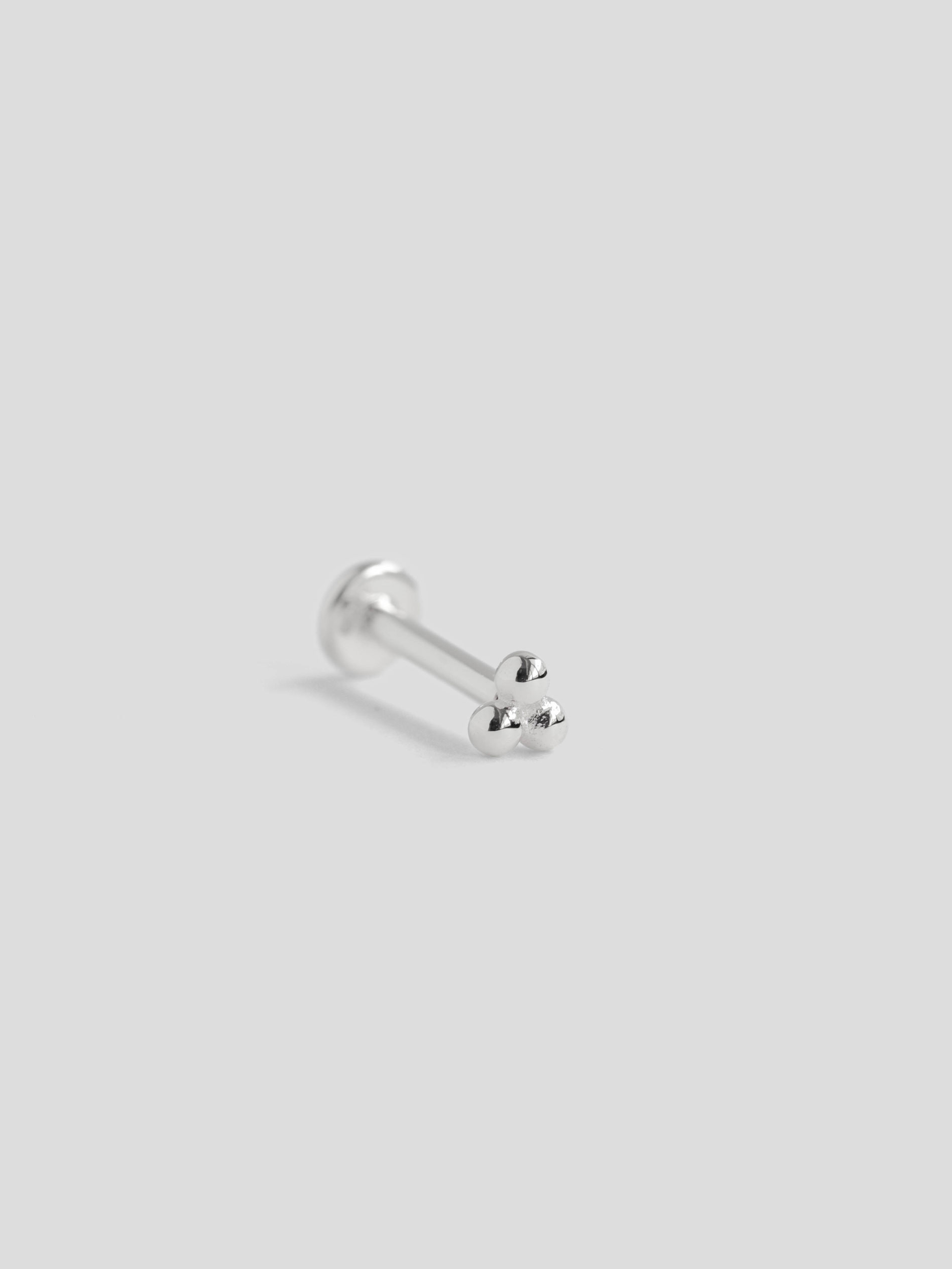 Trio Threaded Labret Earring in 14k White Gold (Single) | Curious Creatures