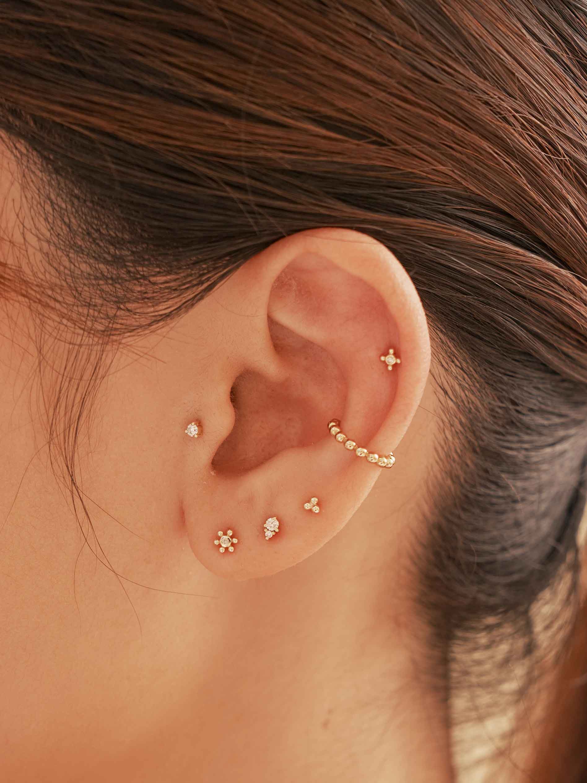 Primrose Threaded Labret Earring - Diamonds in 14k Gold (Single ...