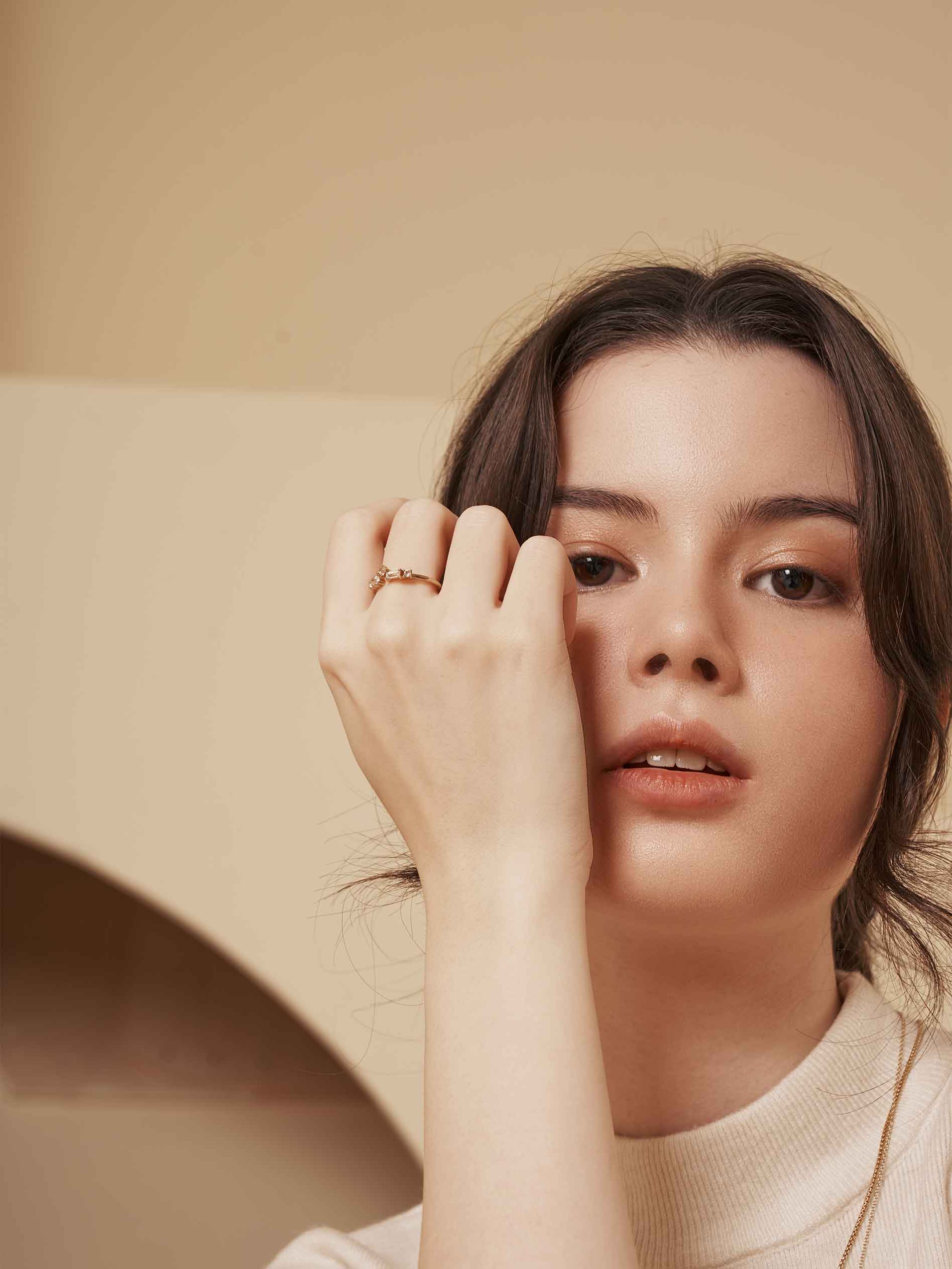 Rachel Ring - White Topaz in Champagne Gold | Curious Creatures