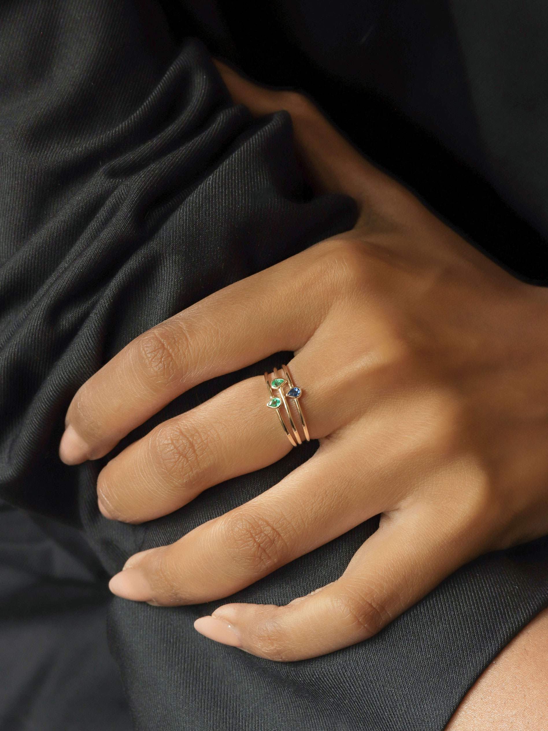 Teardrop Ring - Blue Sapphires in 14k Gold | Curious Creatures