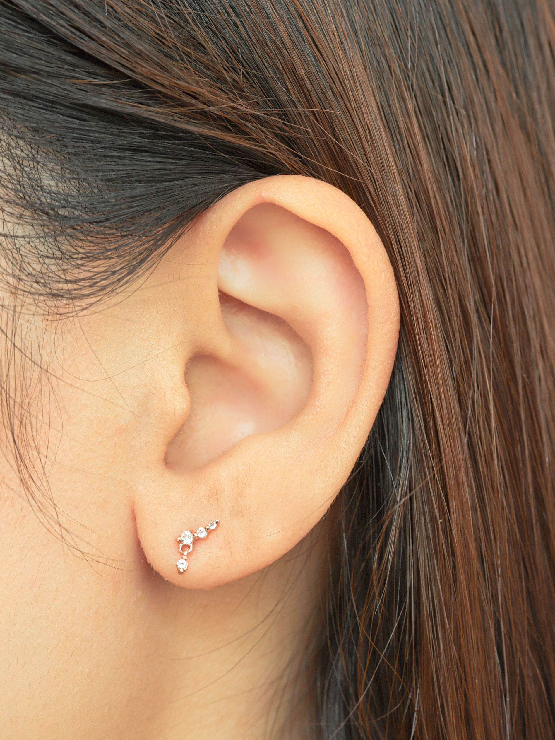 Drizzle Ear Studs - White Topaz in Champagne Gold | Curious Creatures