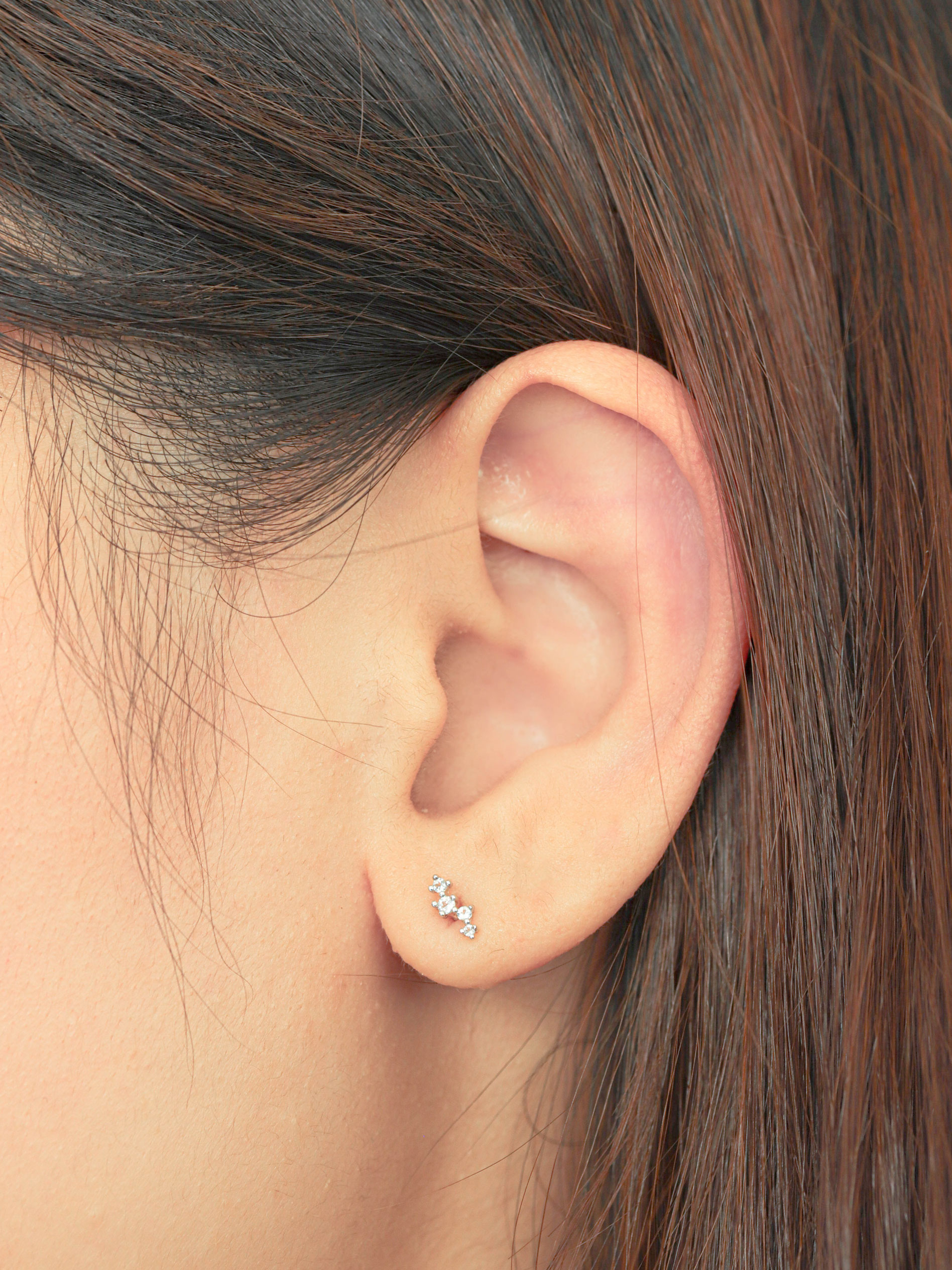 Tinsel Ear Studs - White Topaz in Silver | Curious Creatures