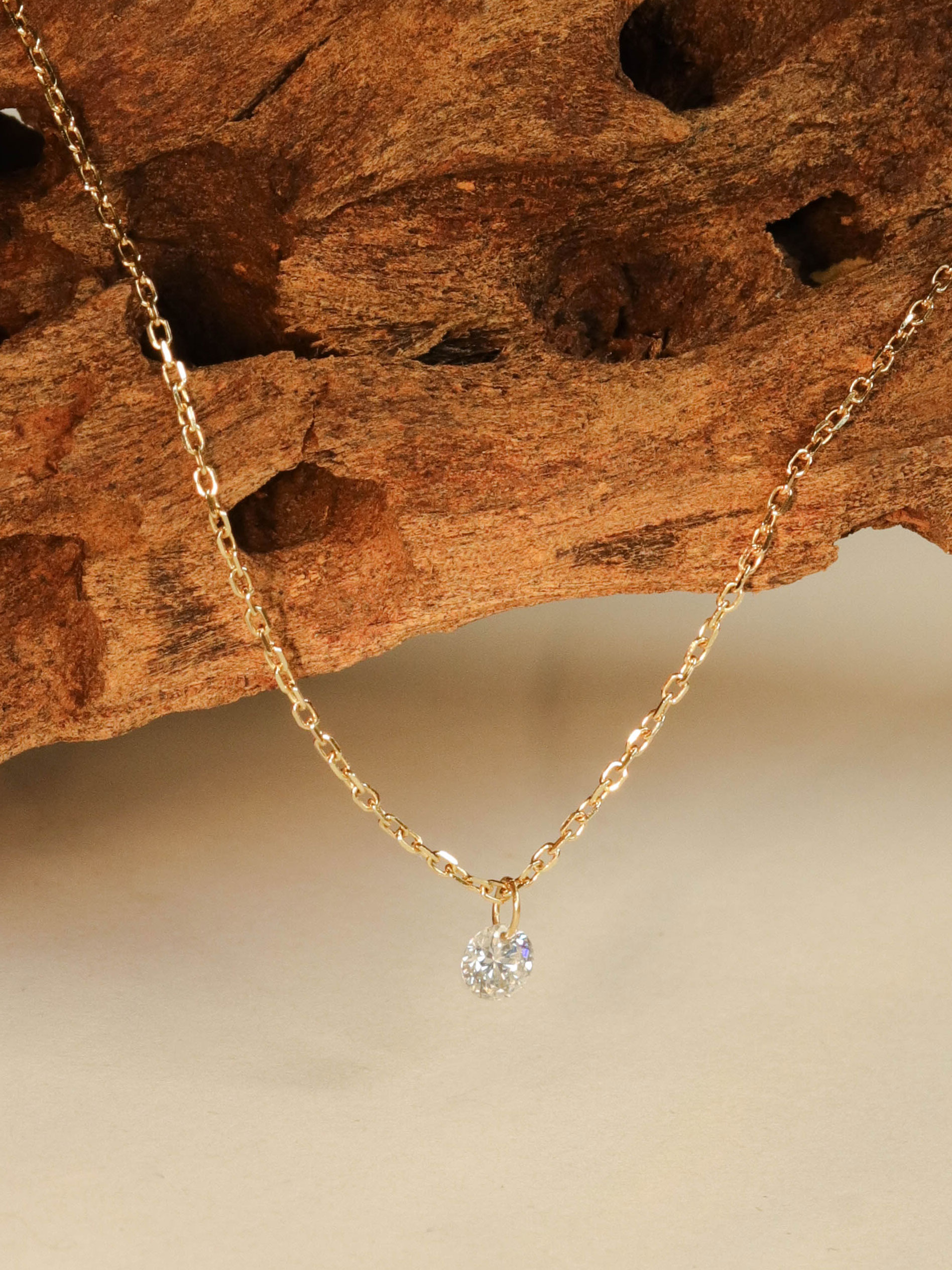 Float Necklace - Diamond in 14k Gold | Curious Creatures