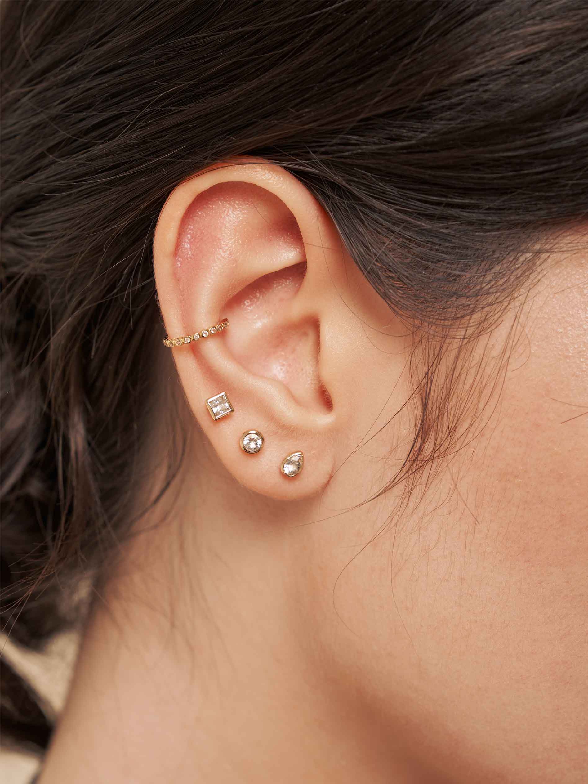 Sage Ear Cuff - White Topaz in Champagne Gold (Single) | Curious Creatures