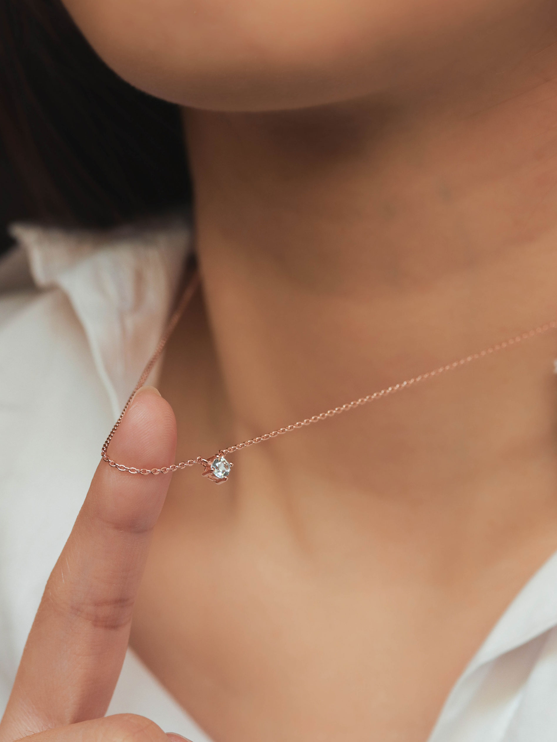 Dew Necklace - Sky Blue Topaz in Rose Gold | Curious Creatures