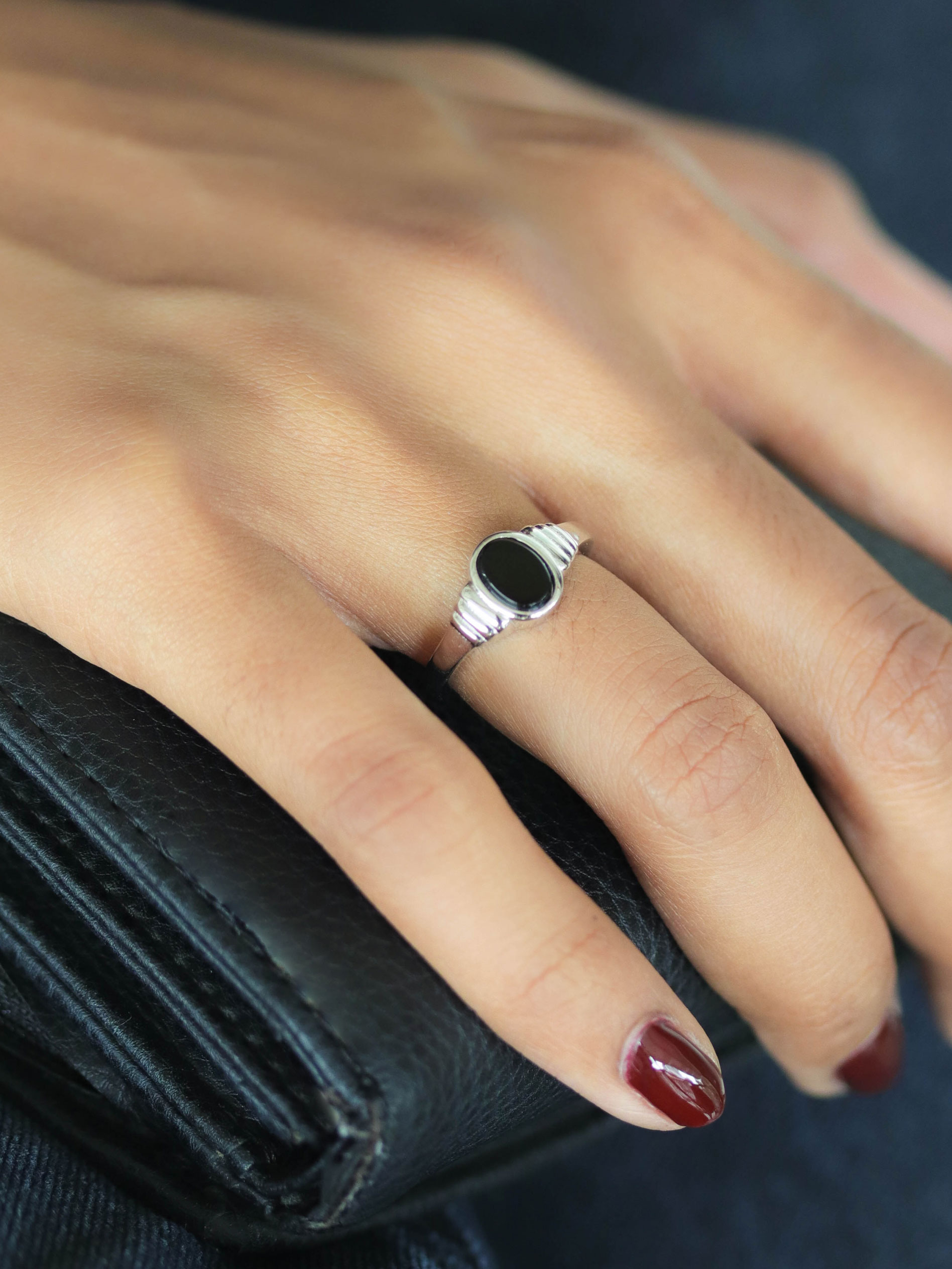 Cleo Ring - Black Onyx in Silver | Curious Creatures