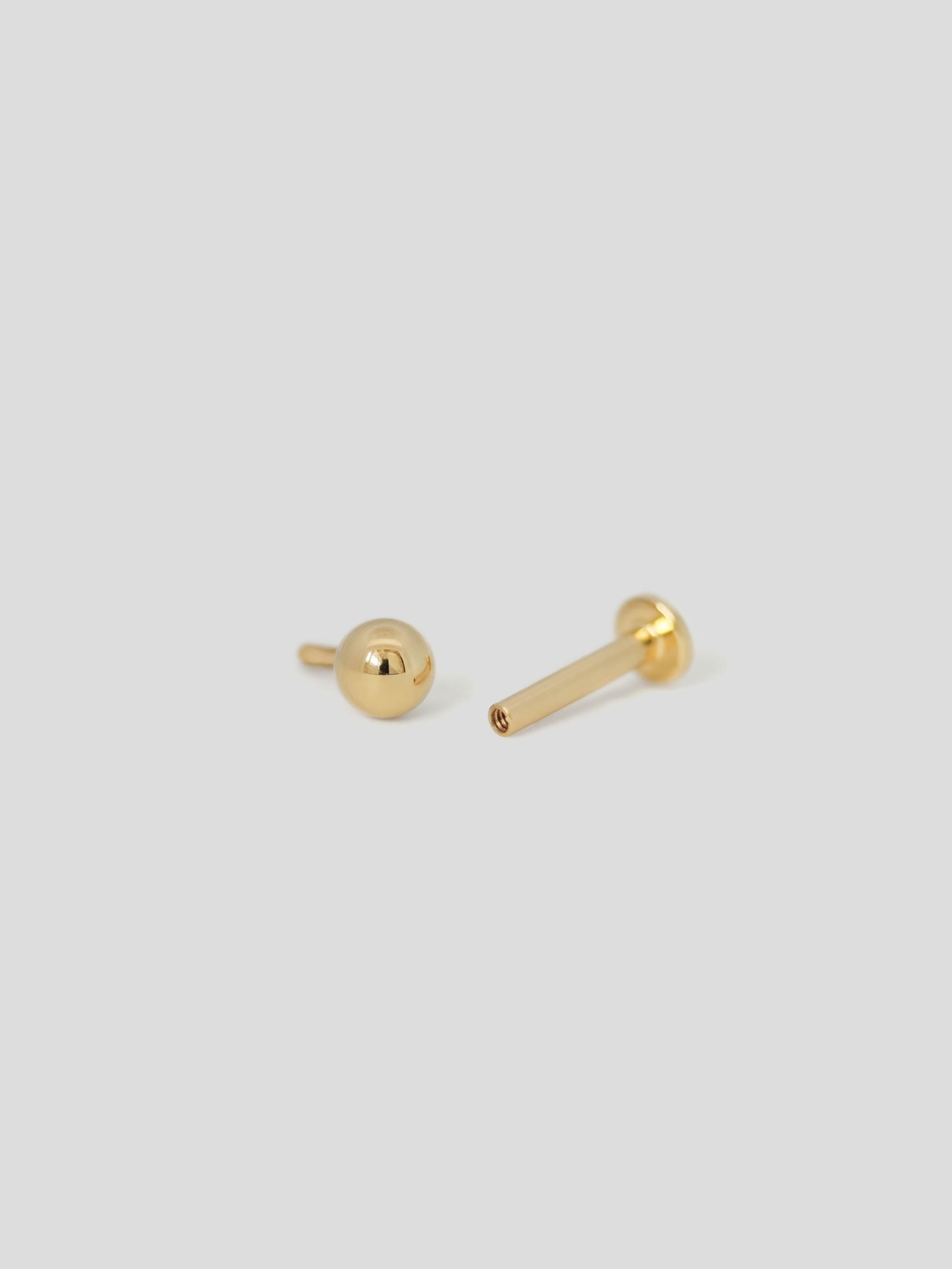 Ball Threaded Labret Earring in 14k Gold (Single) | Curious Creatures