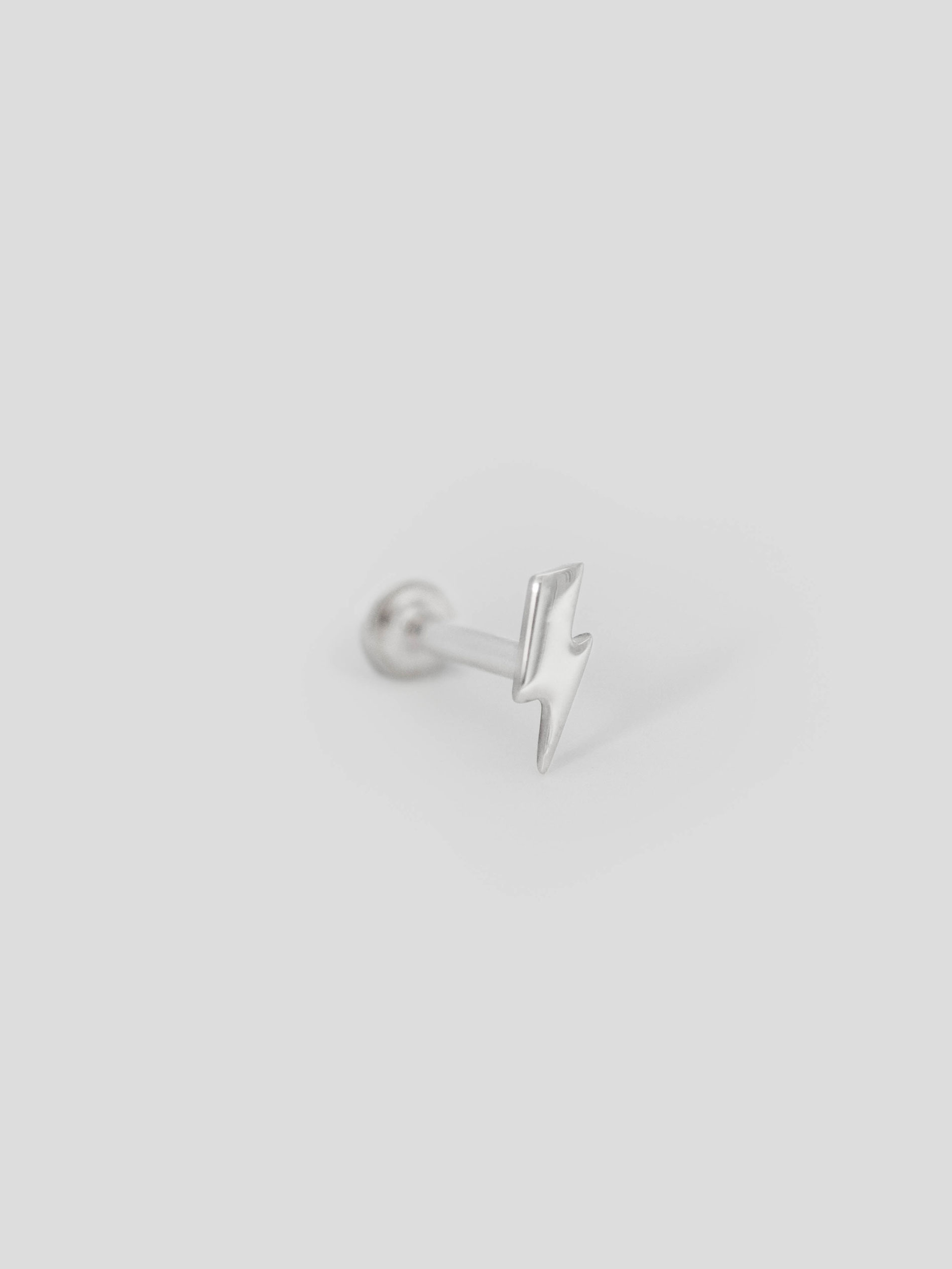 Bolt Threaded Labret Earring in 14k White Gold (Single) | Curious Creatures