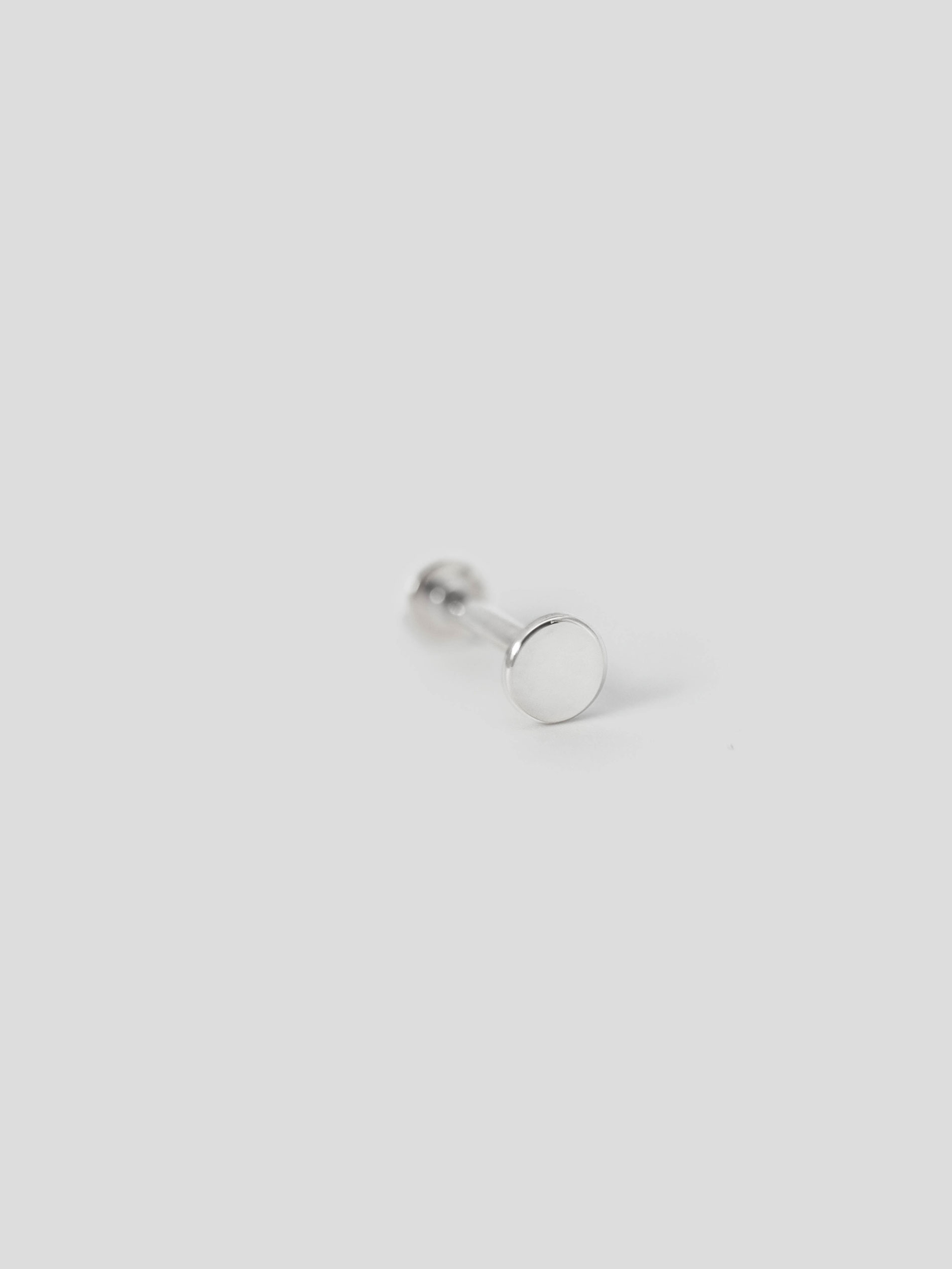 Disc Threaded Labret Earring in 14k White Gold (Single) | Curious Creatures