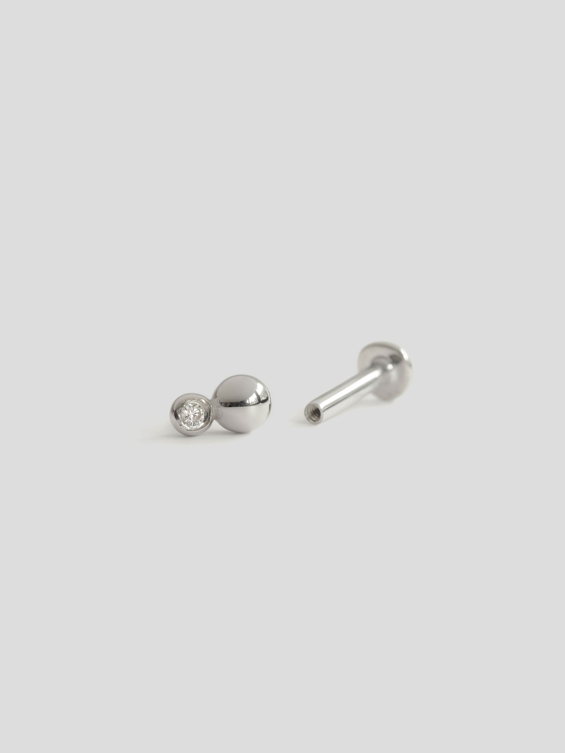 Tandem Threaded Labret Earring - Diamonds in 14k White Gold (Single ...