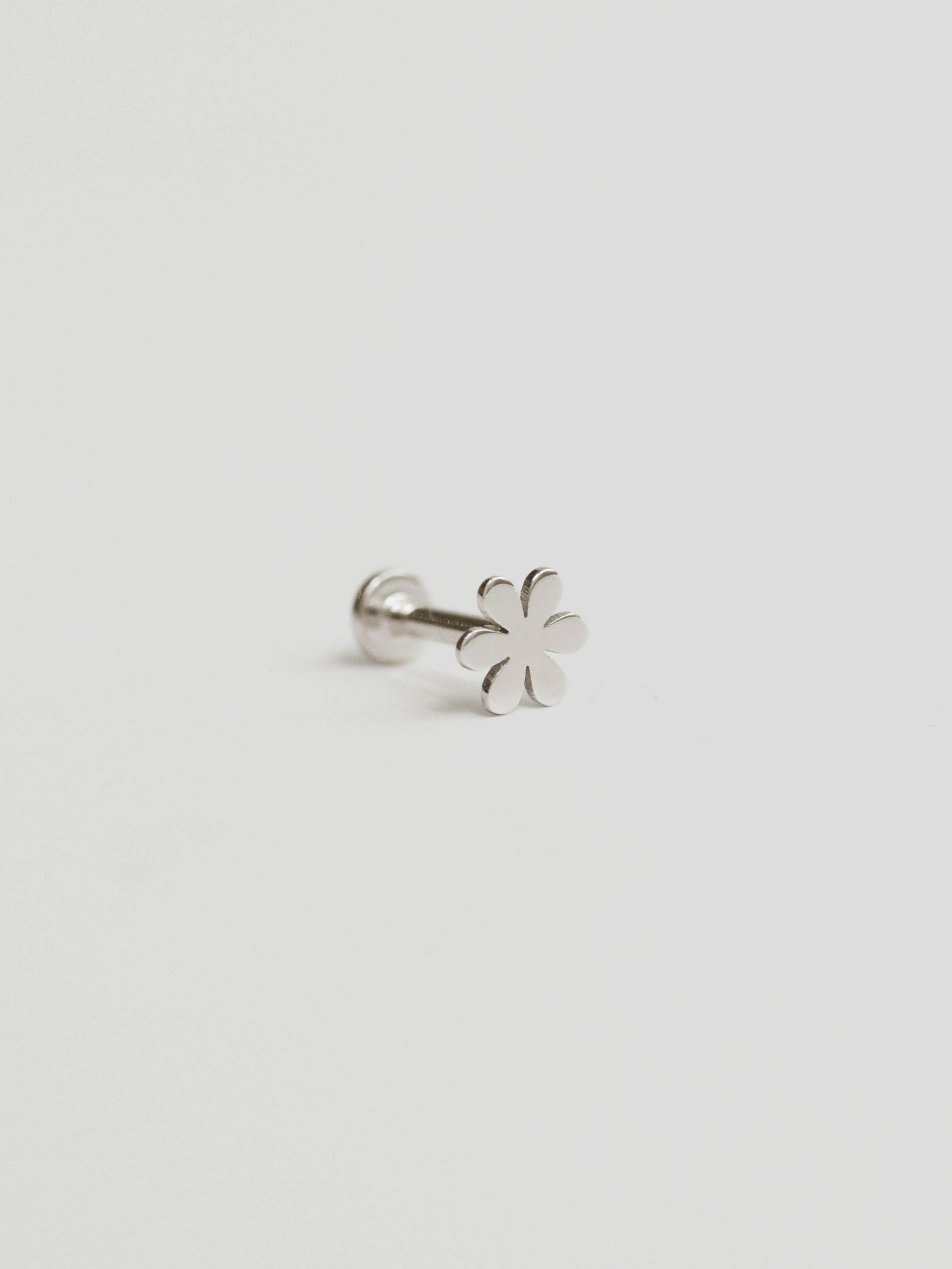 Bloom Threaded Labret Earring in 14k White Gold (Single) | Curious ...