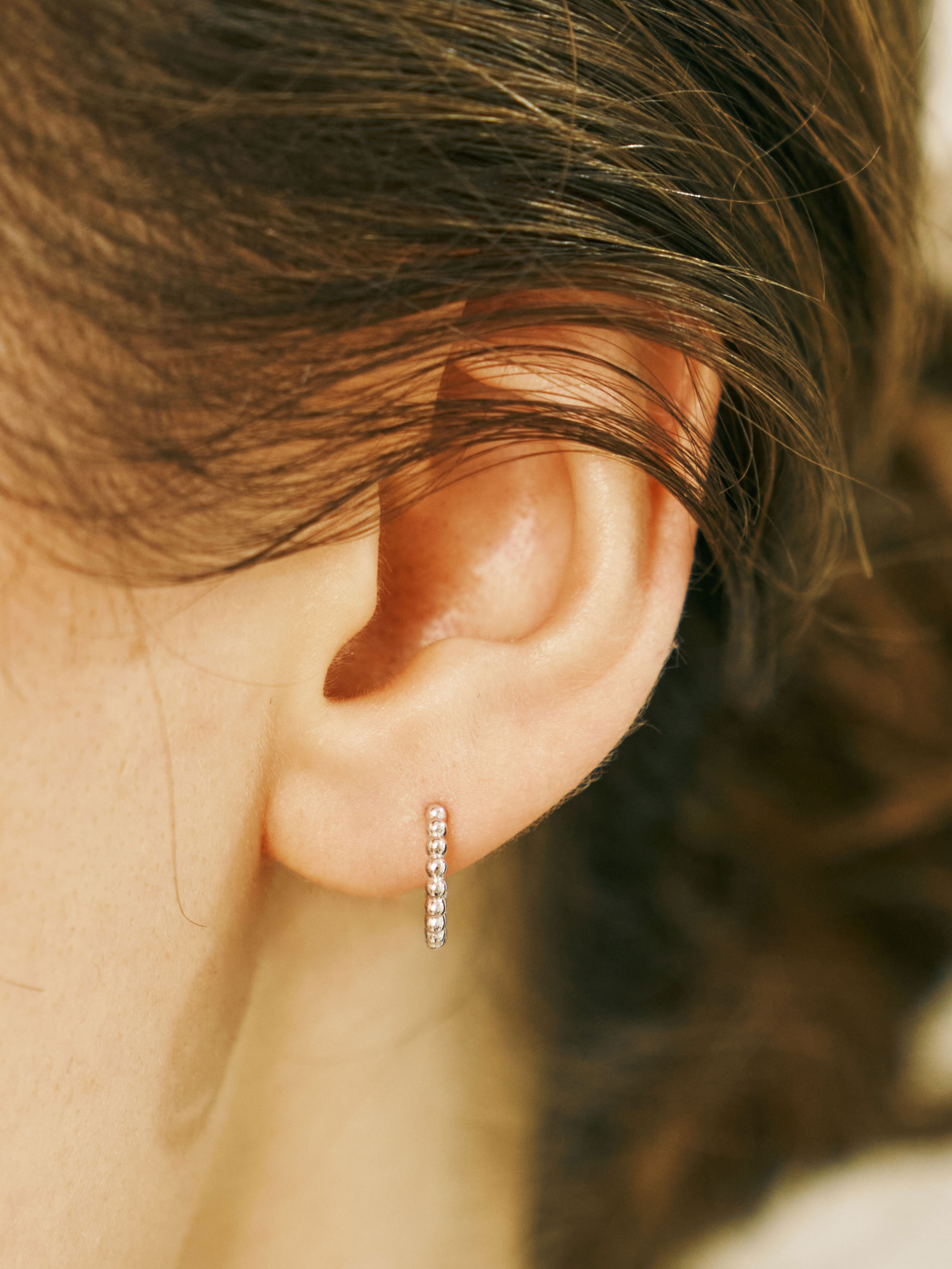 Sphere Ear Huggers in 14k White Gold (Single) | Curious Creatures