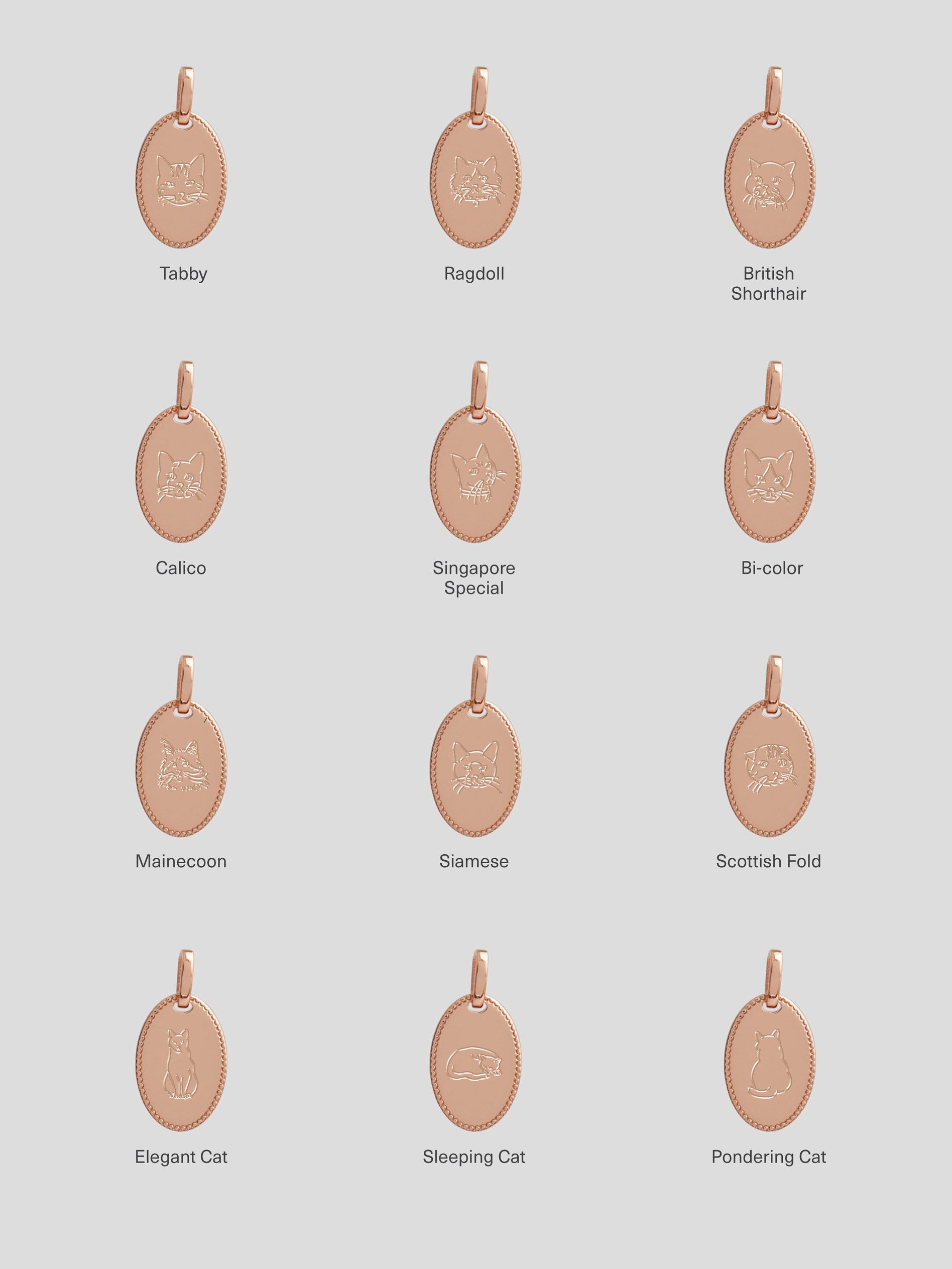 Lexi Pendant in Rose Gold - Cat Illustration | Curious Creatures