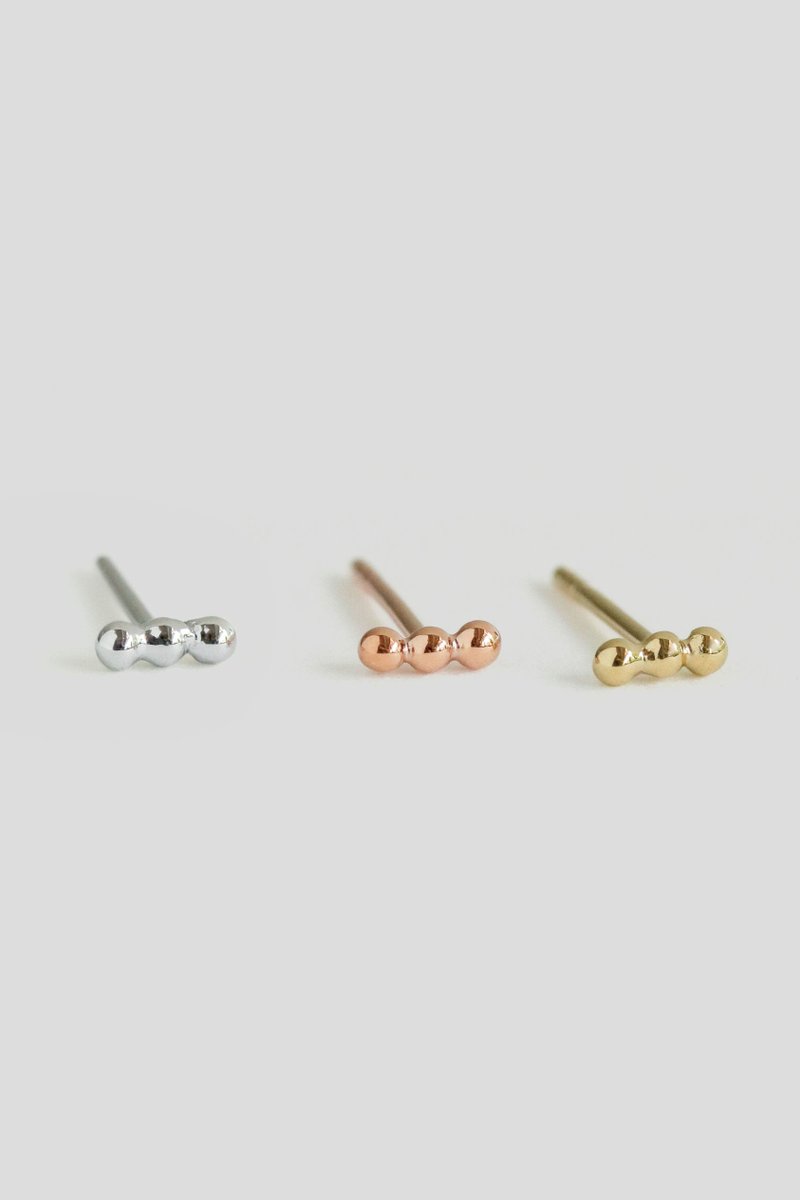 Silver 3-Dot Ear Studs