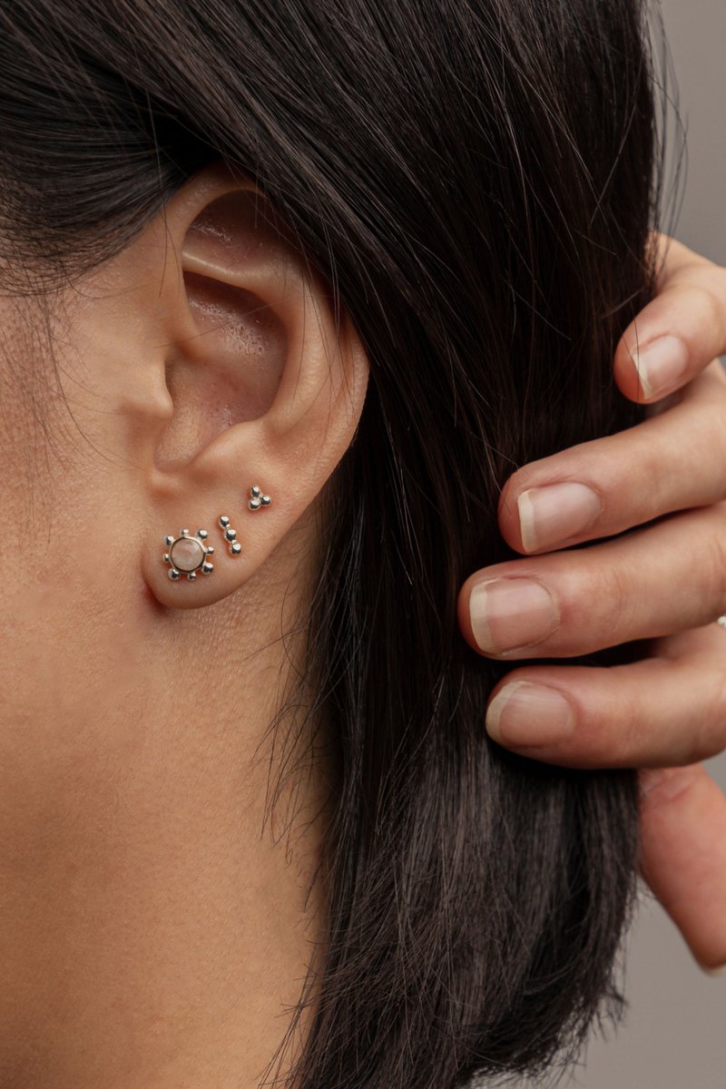 Silver 3-Dot Ear Studs