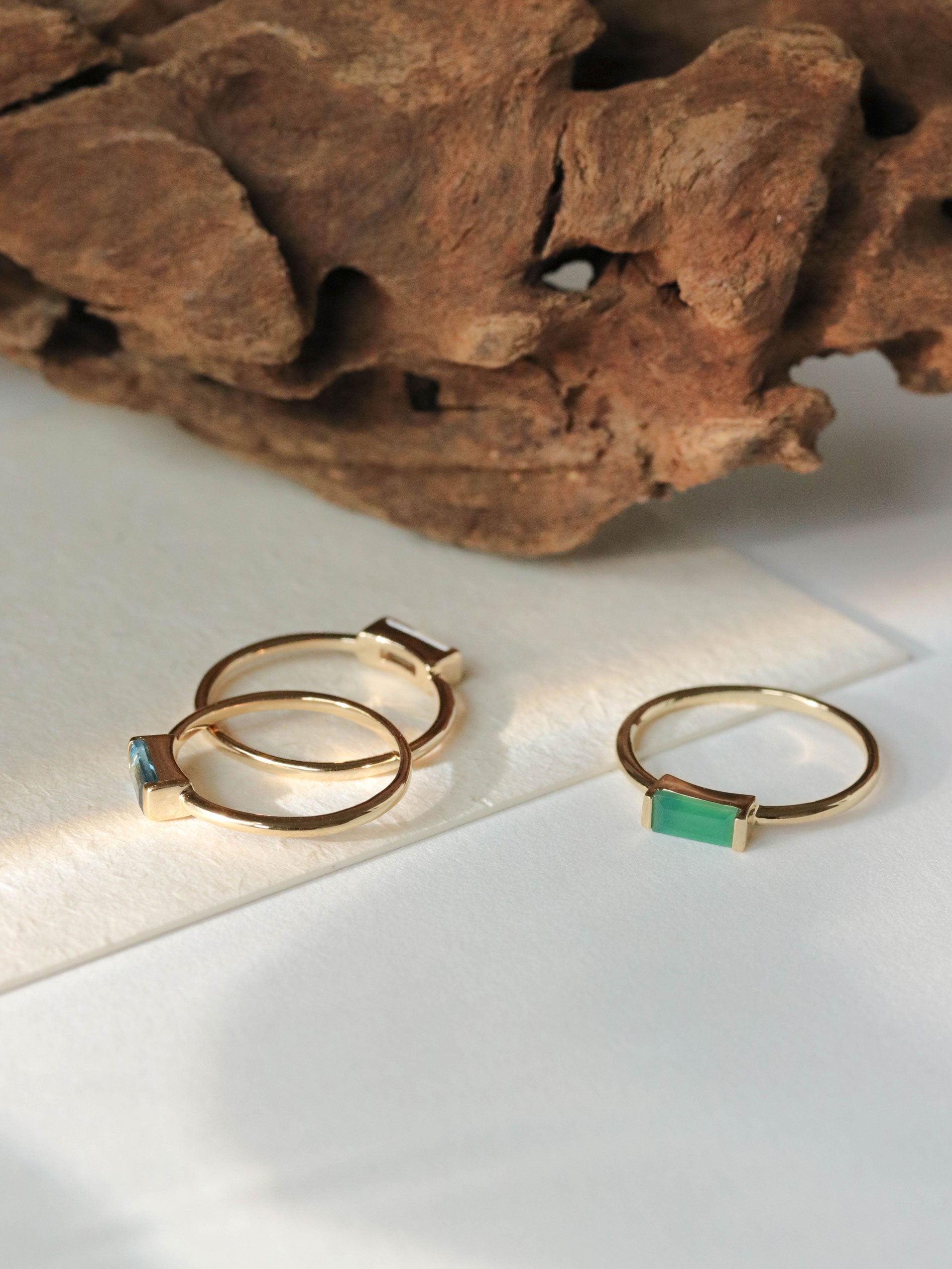 Gold Joni Ring with Green Onyx