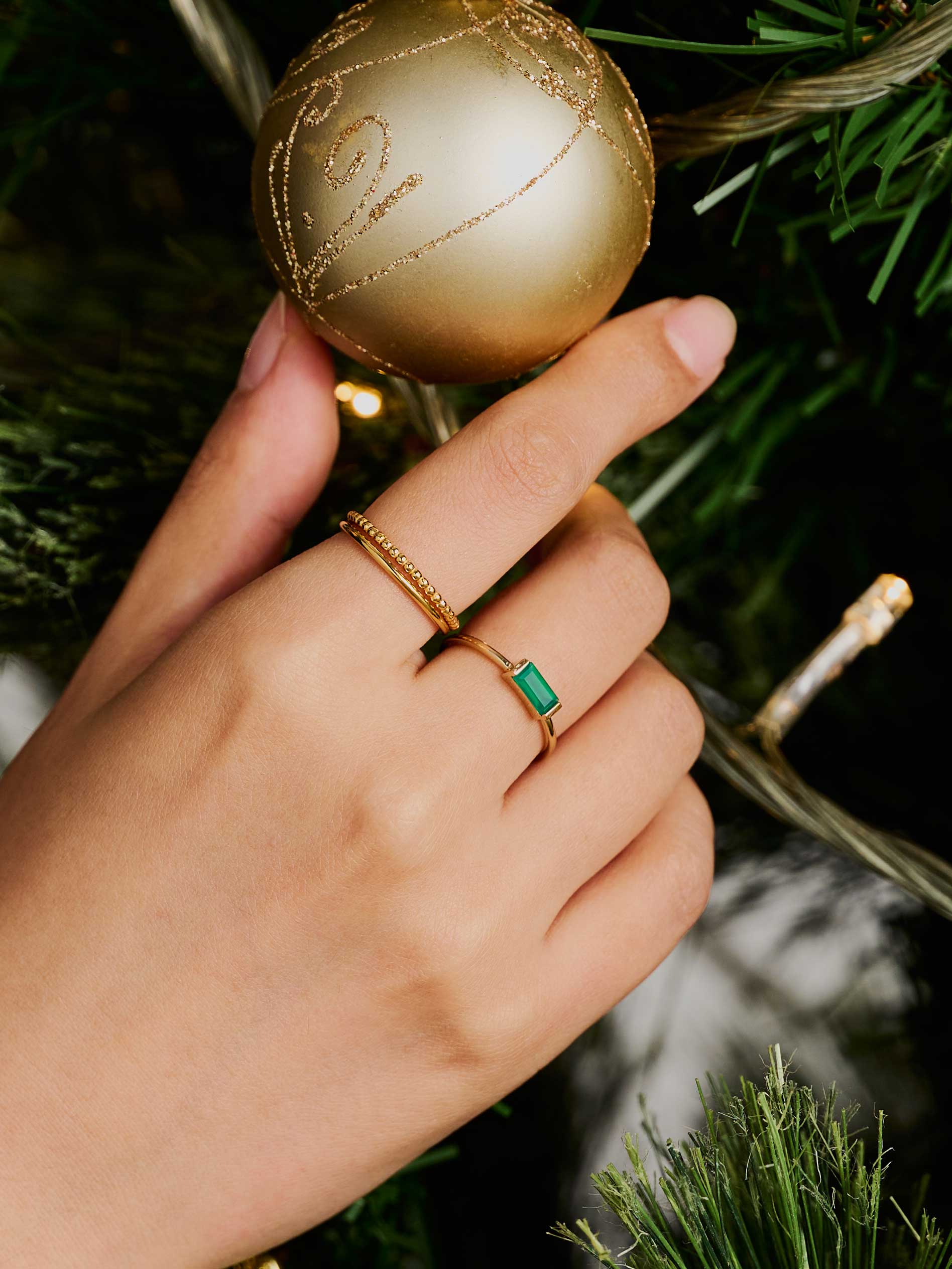 Gold Joni Ring with Green Onyx