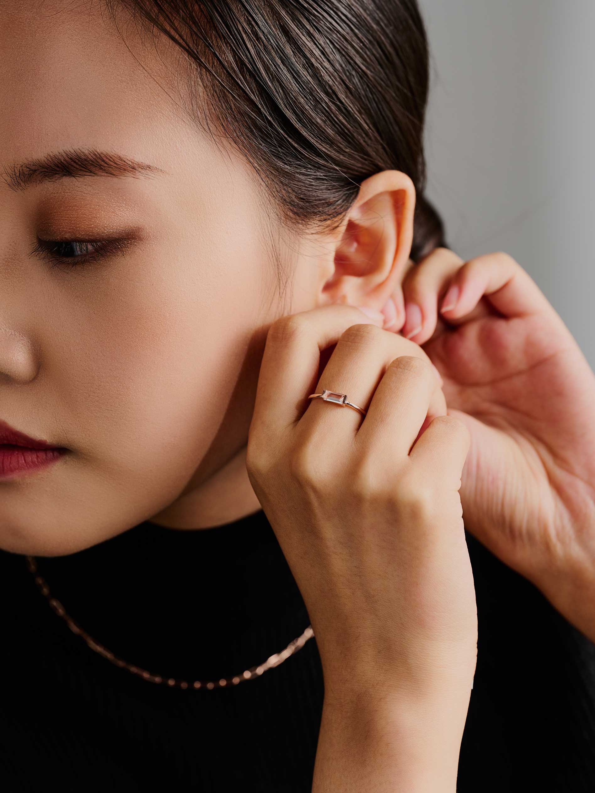 Rose Gold Joni Ring White Topaz