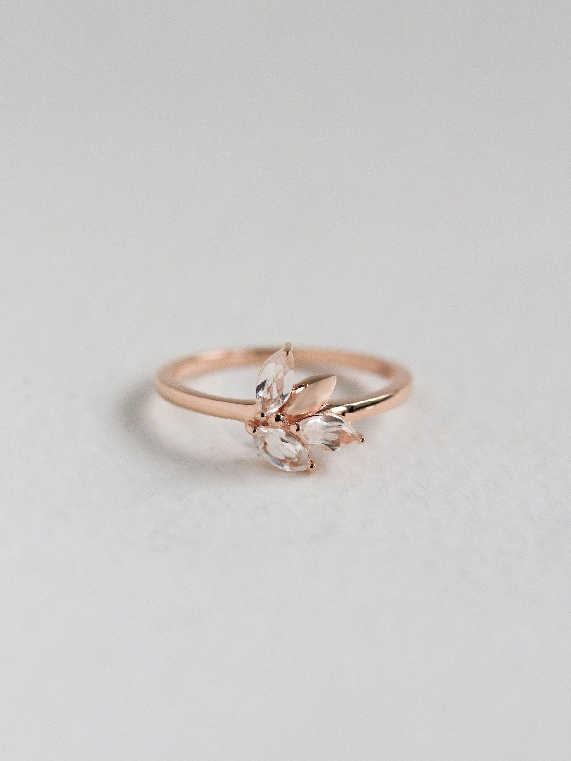 Rose Gold Laura Ring with White Topaz