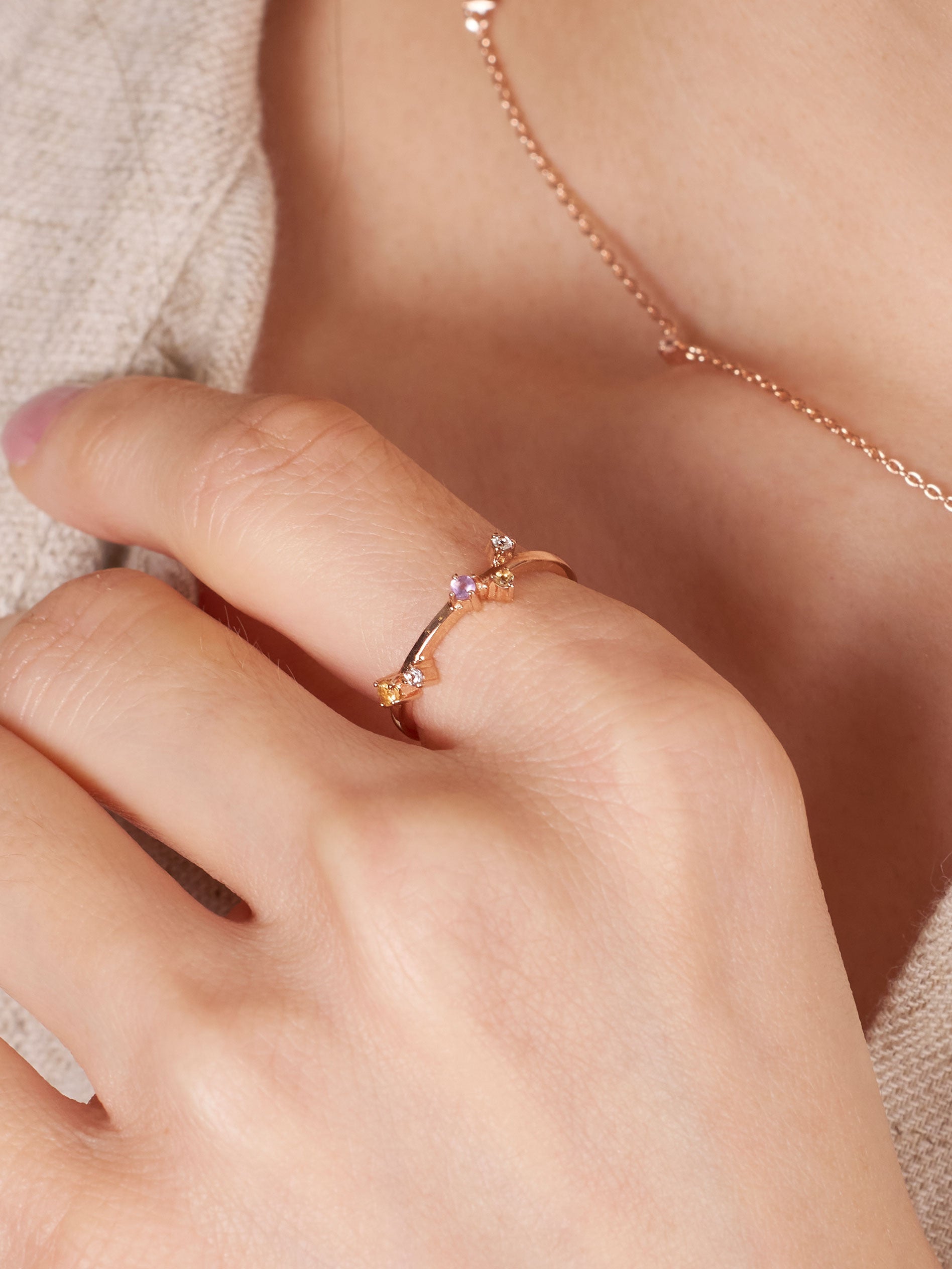 Rose Gold Megan Ring with Amethyst