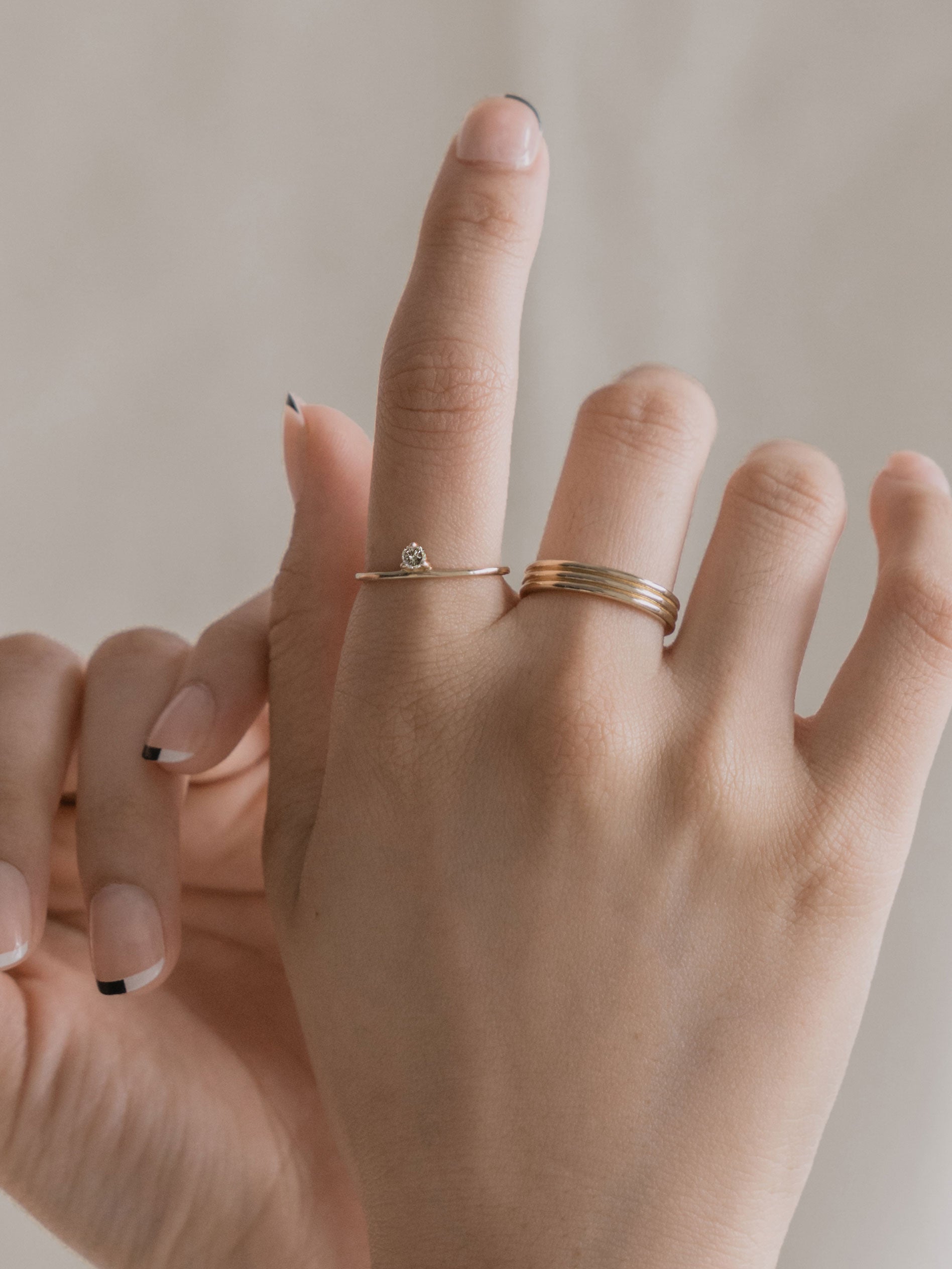 Gold Una Ring with Salt & Pepper Diamond