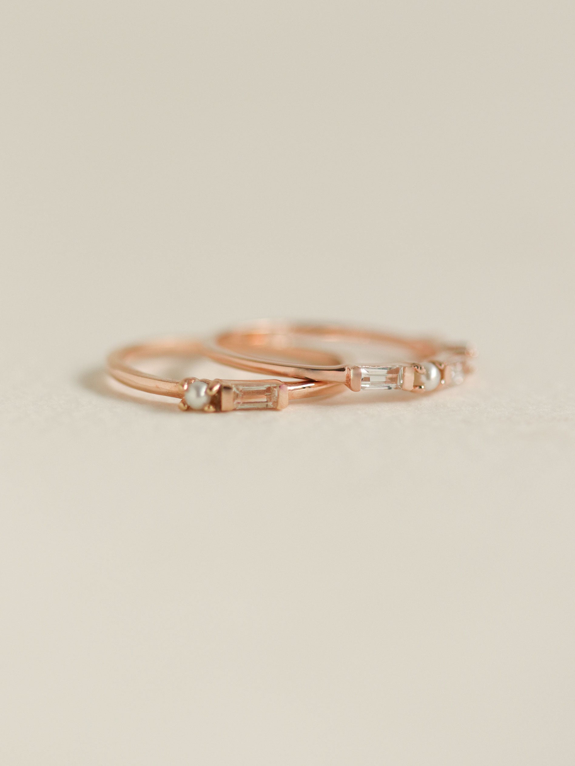 Rose Gold Strange X Curious Purity Ring with Freshwater Pearl