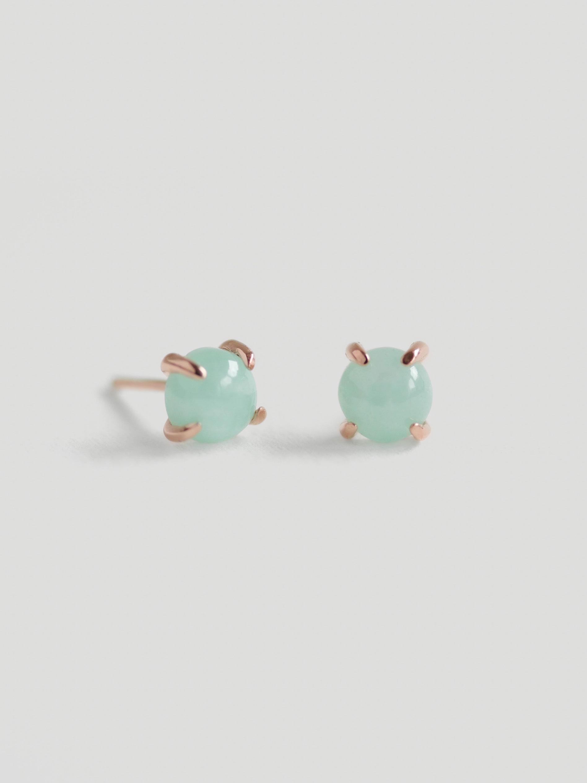 Rose Gold Basic Ear Studs with Amazonite