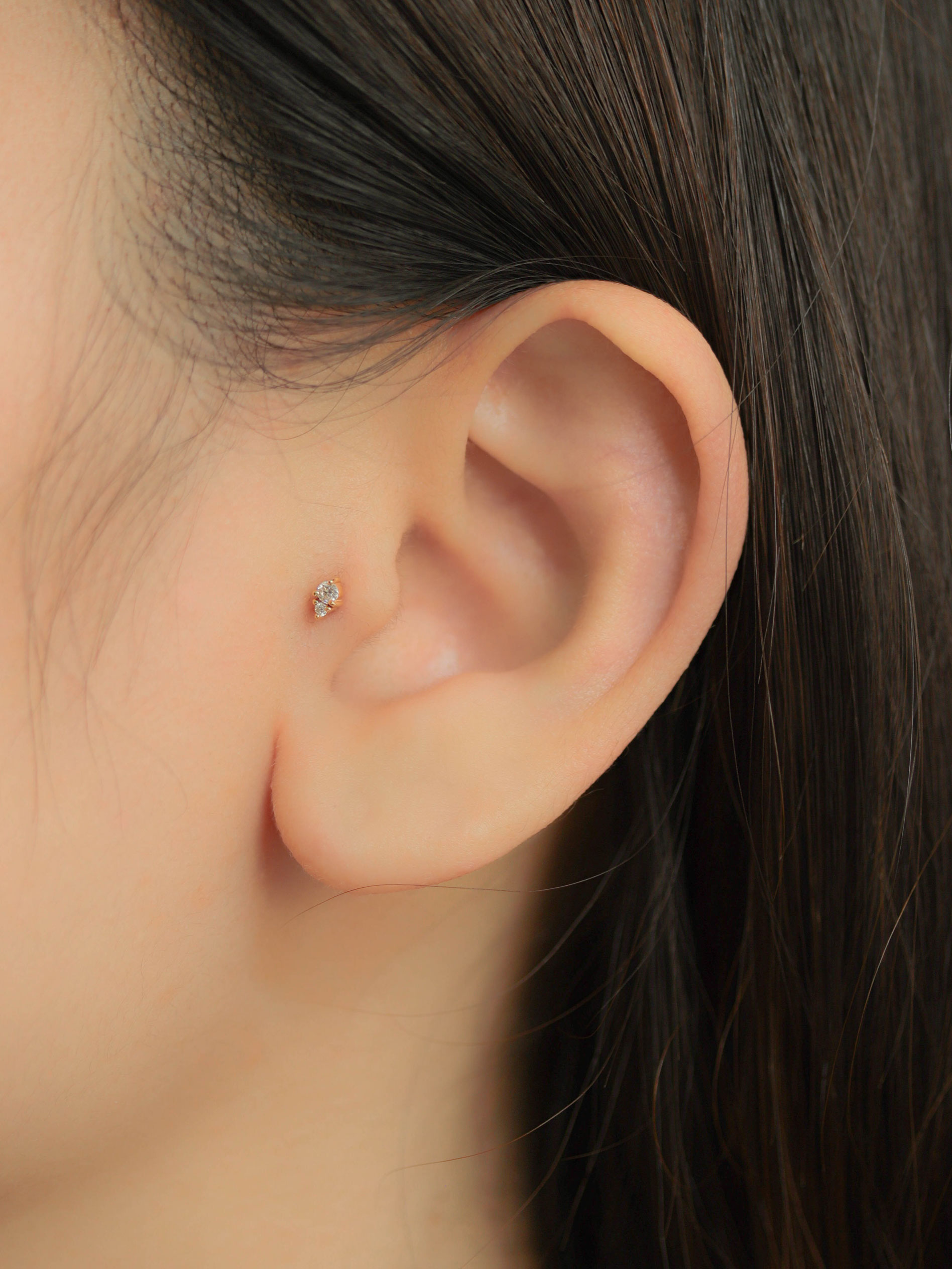 Diadem Threaded Labret Earring - Diamonds in 14k White Gold (Single ...