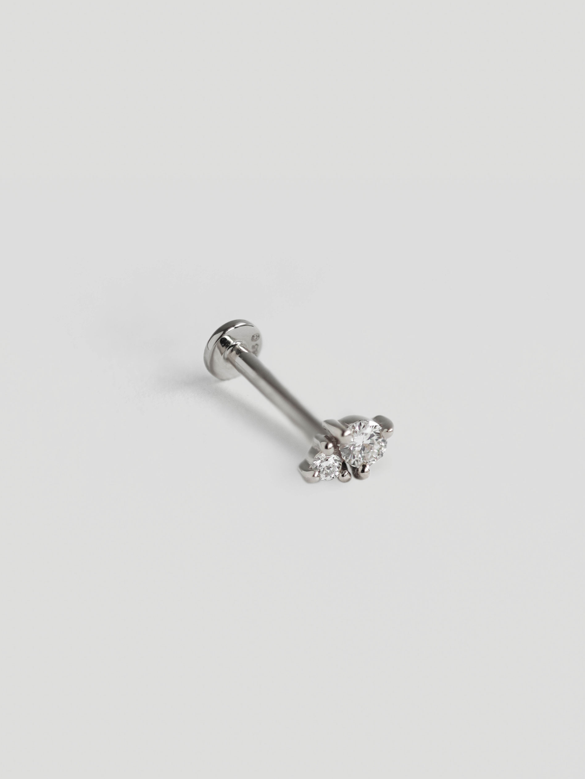 Diadem Threaded Labret Earring - Diamonds in 14k White Gold (Single ...