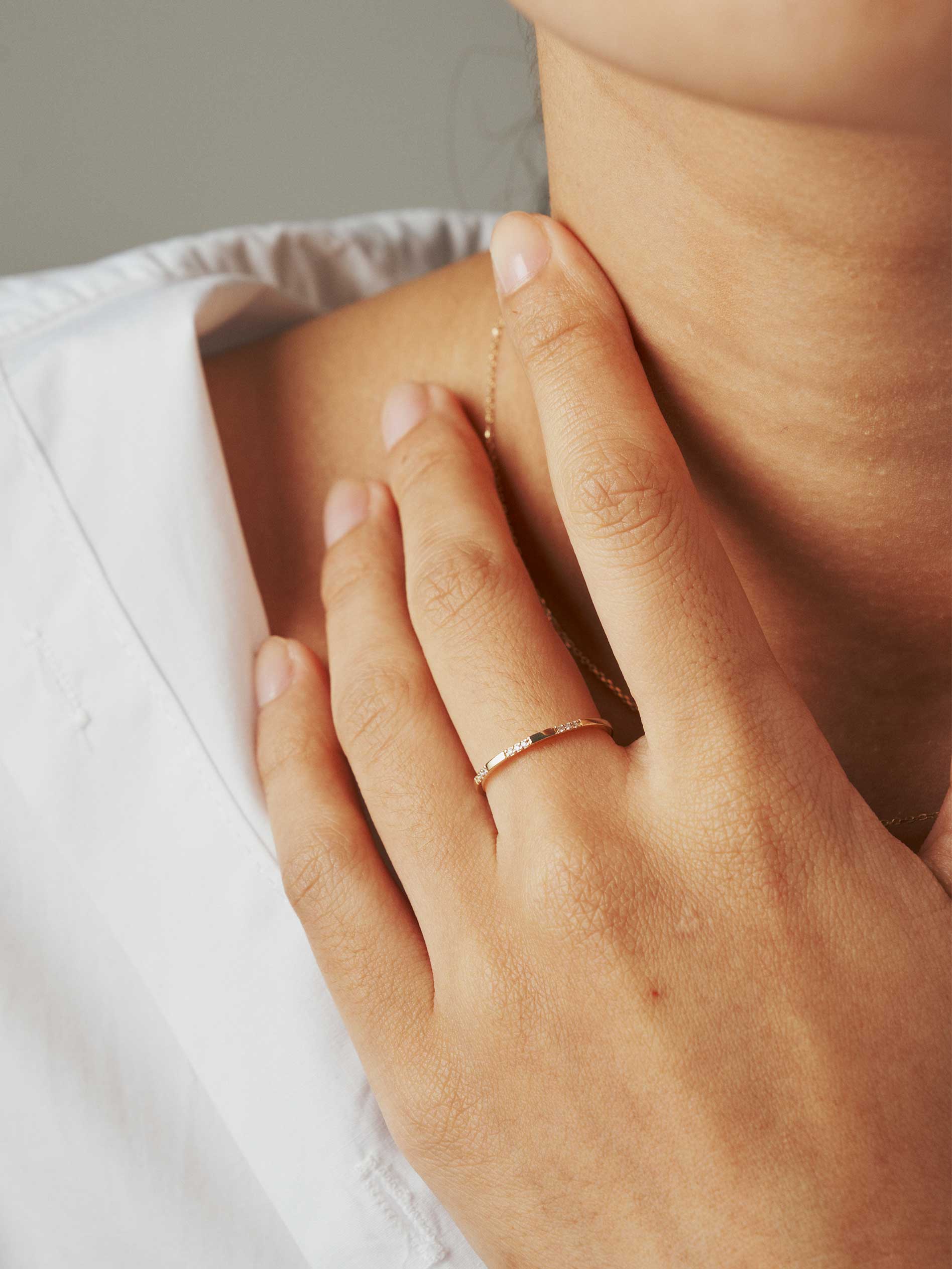 Array Ring - White Diamonds in 14k Gold | Curious Creatures