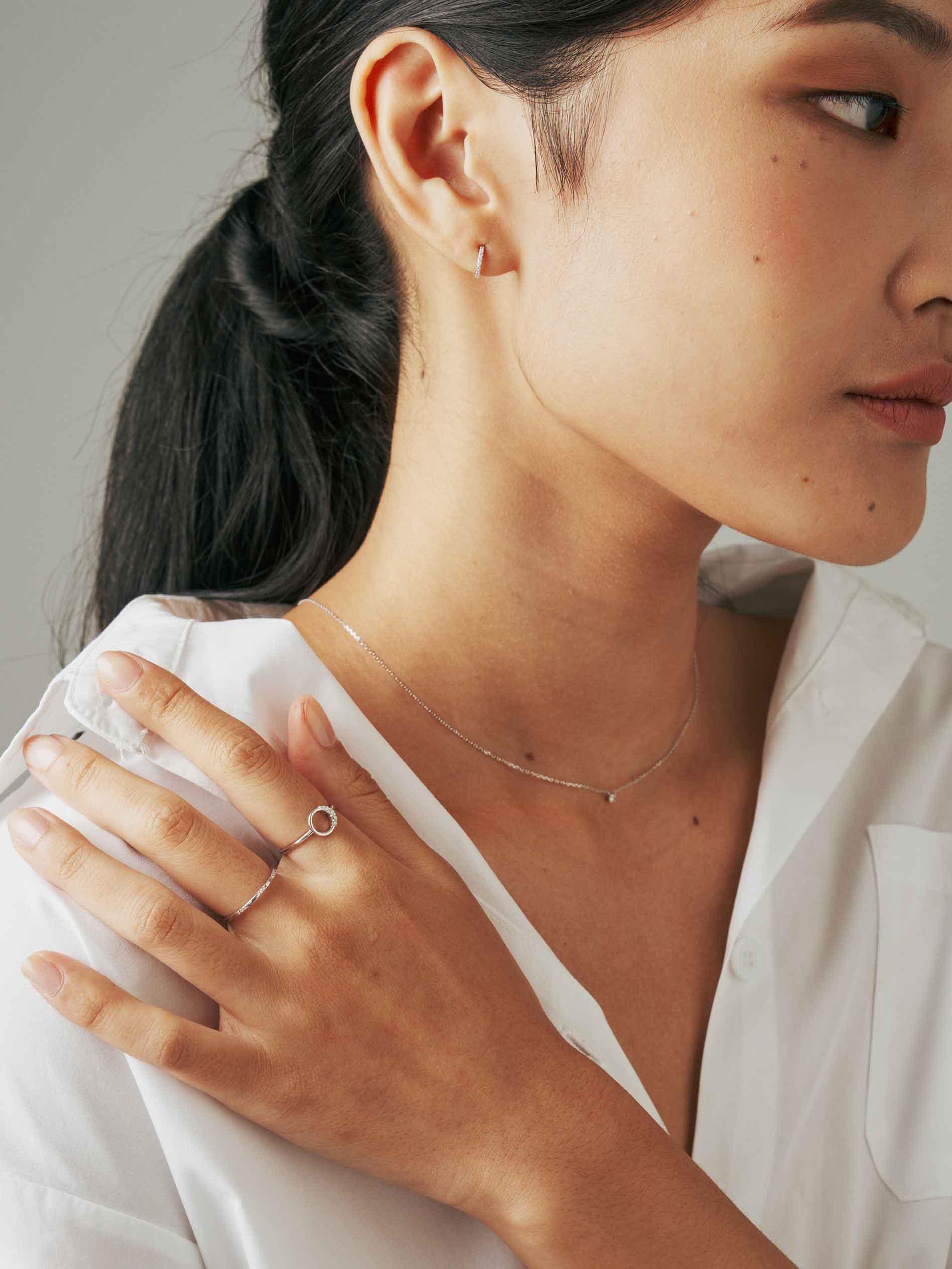 Array Ring - White Diamonds in 14k White Gold | Curious Creatures