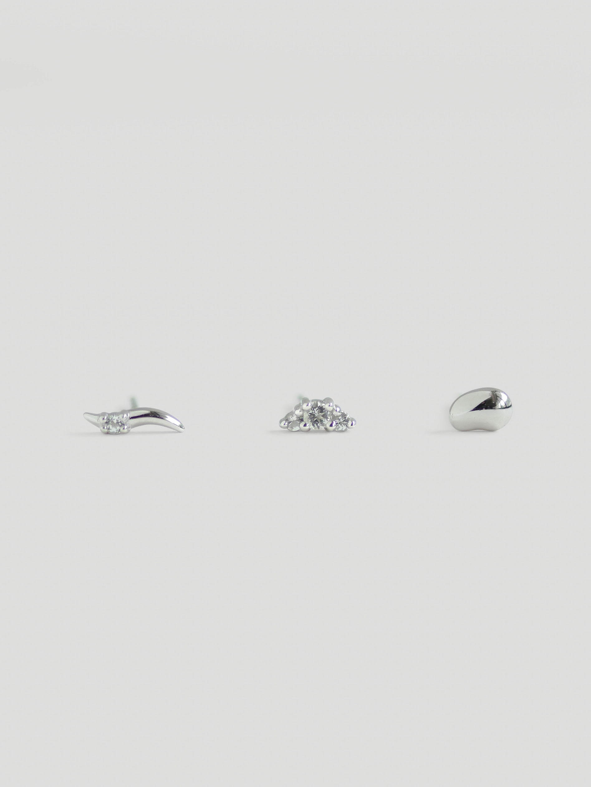 Pixie Ear Stud Stacking Set - White Topaz in Silver | Curious Creatures